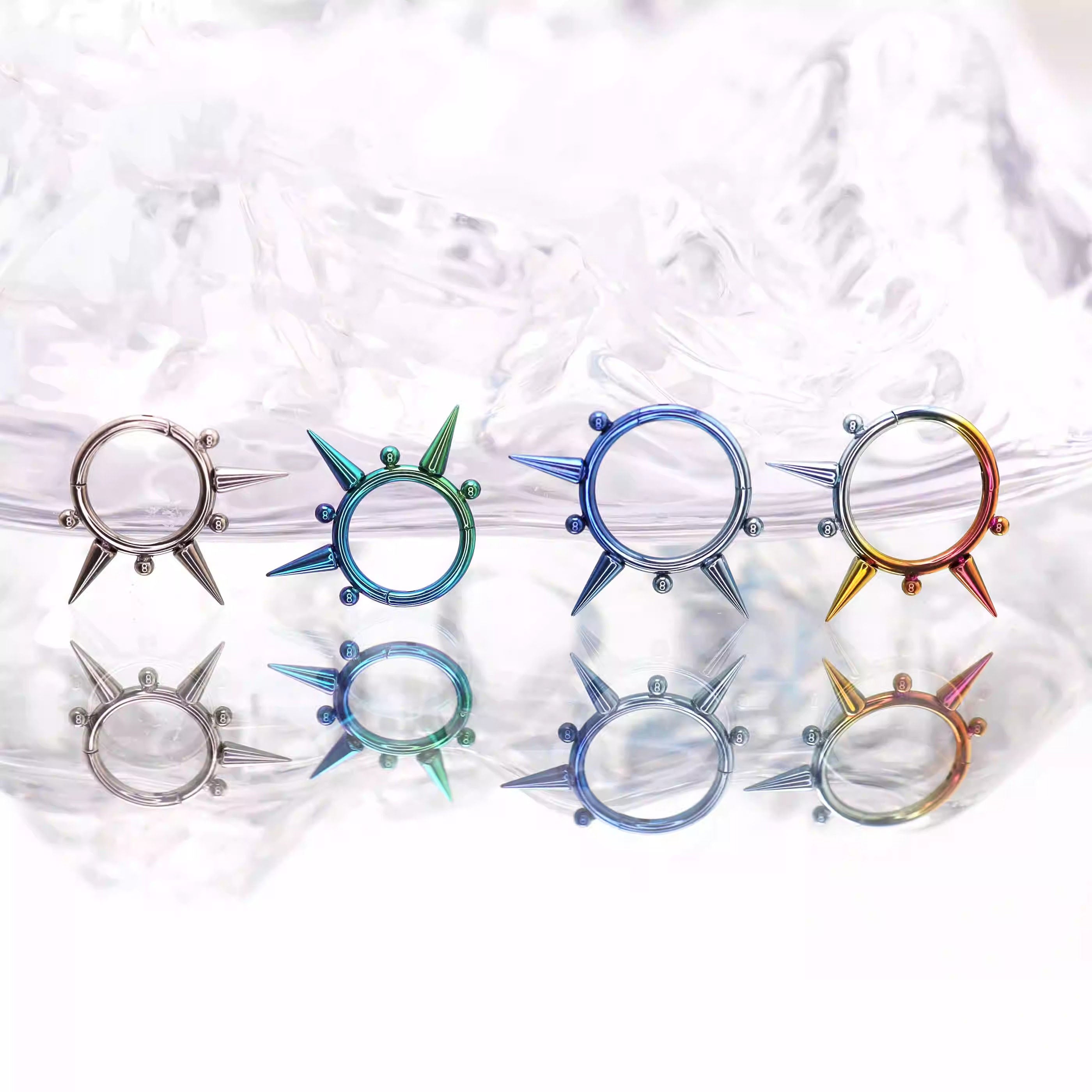 Rainbow Spike Segment Septum Ring – CRUXJEWELRY