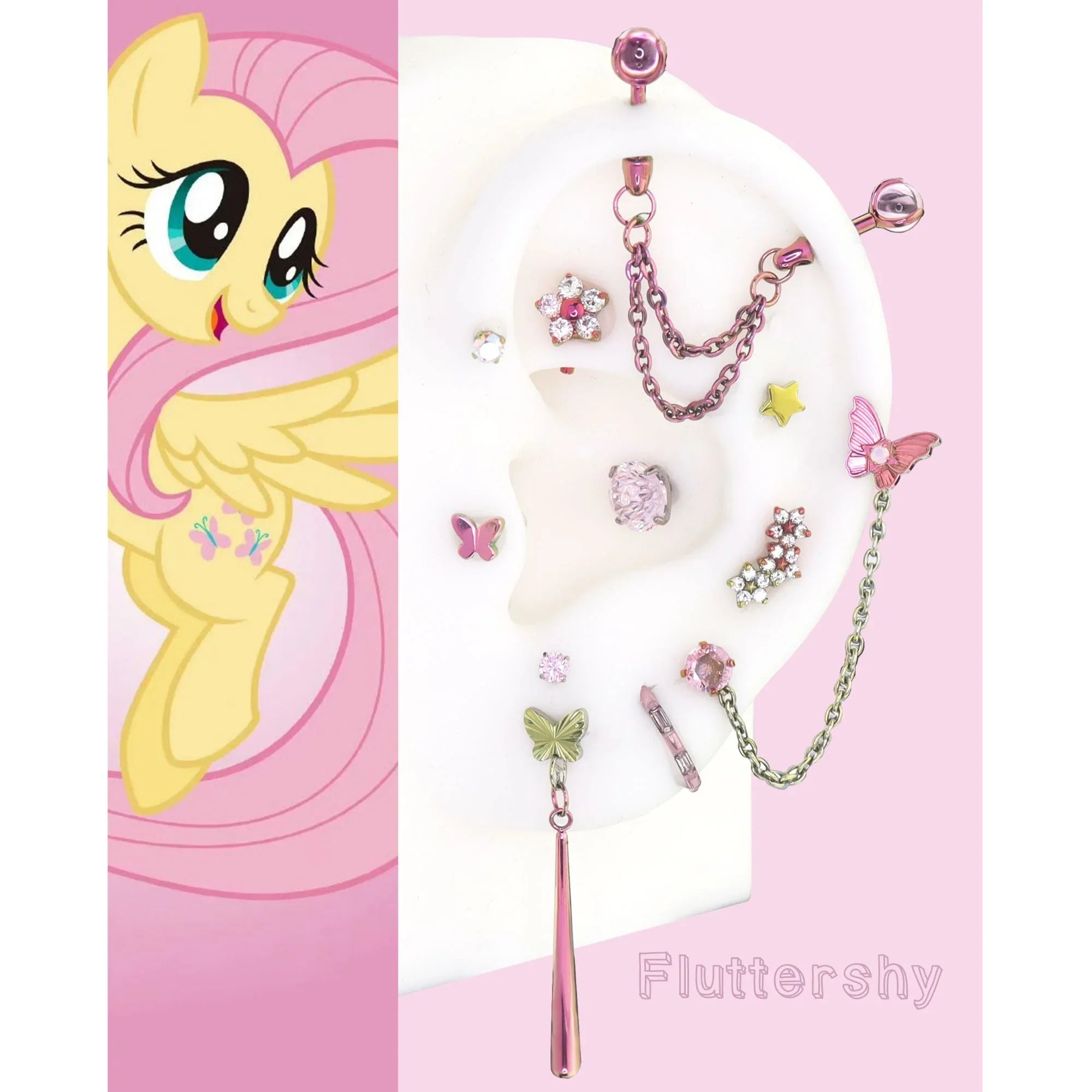 MLP Fluttershy Series Ear Accessories Set – CRUXJEWELRY